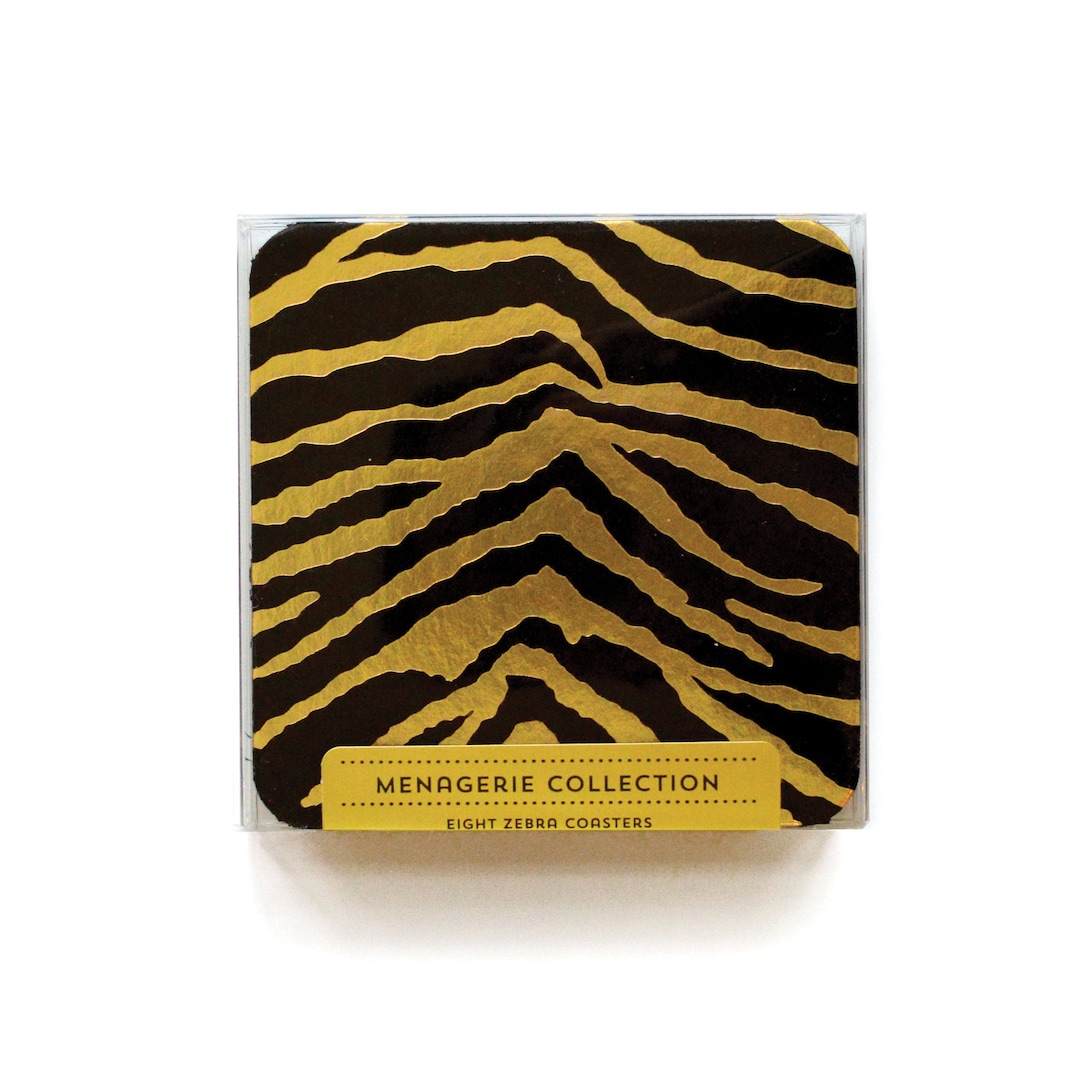 Zebra - Letterpress Coasters, Set of 8 - Etsy