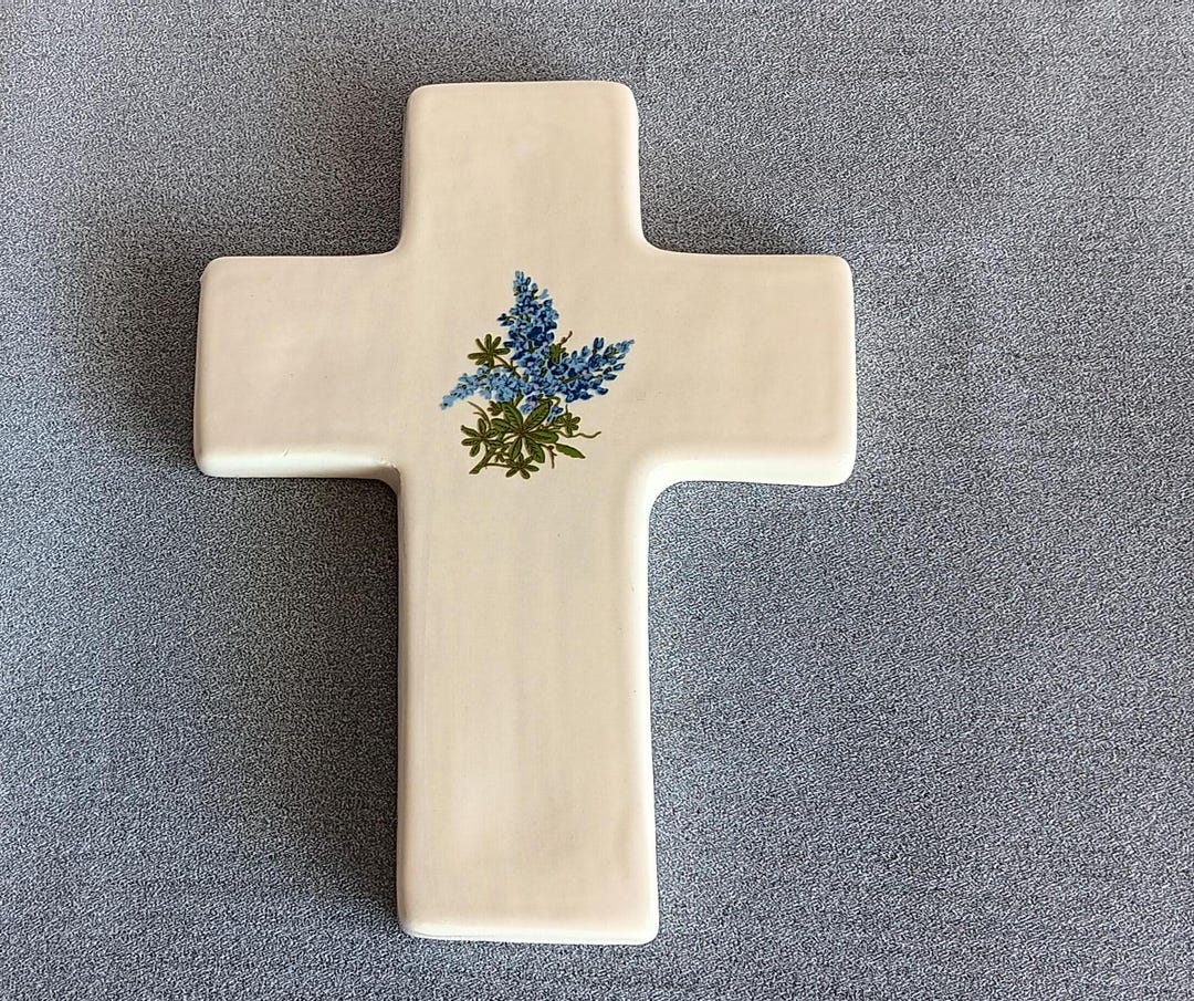 Small Ceramic Cross With Bluebonnet/3 - Etsy