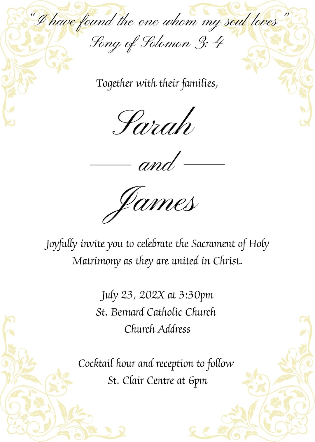 Christian Wedding Invitation Template - Etsy