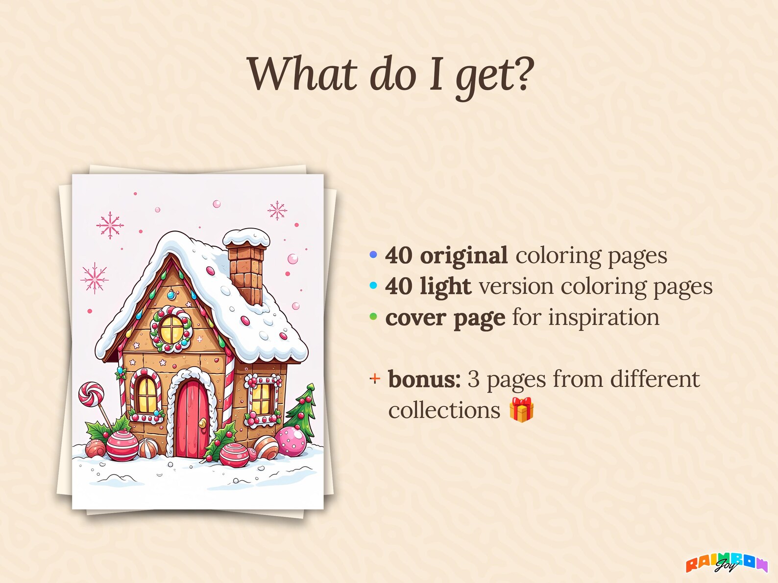 40 Gingerbread House: Coloring Book, Cute Christmas Coloring Pages ...