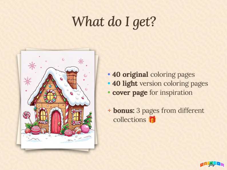 40 Gingerbread House: Coloring Book, Cute Christmas Coloring Pages ...