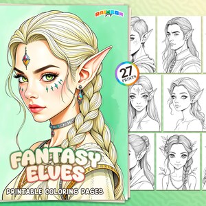 27 Fantasy Elves: Coloring Book, Magical Elf Characters for Adults and ...