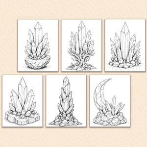 50 Fantasy Crystals: Coloring Book, Magical Stones, Minerals Coloring ...