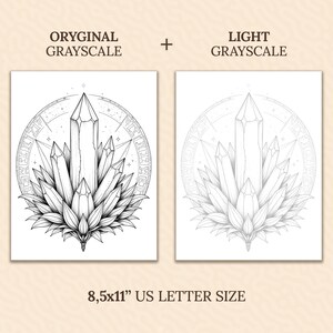 50 Fantasy Crystals: Coloring Book, Magical Stones, Minerals Coloring ...