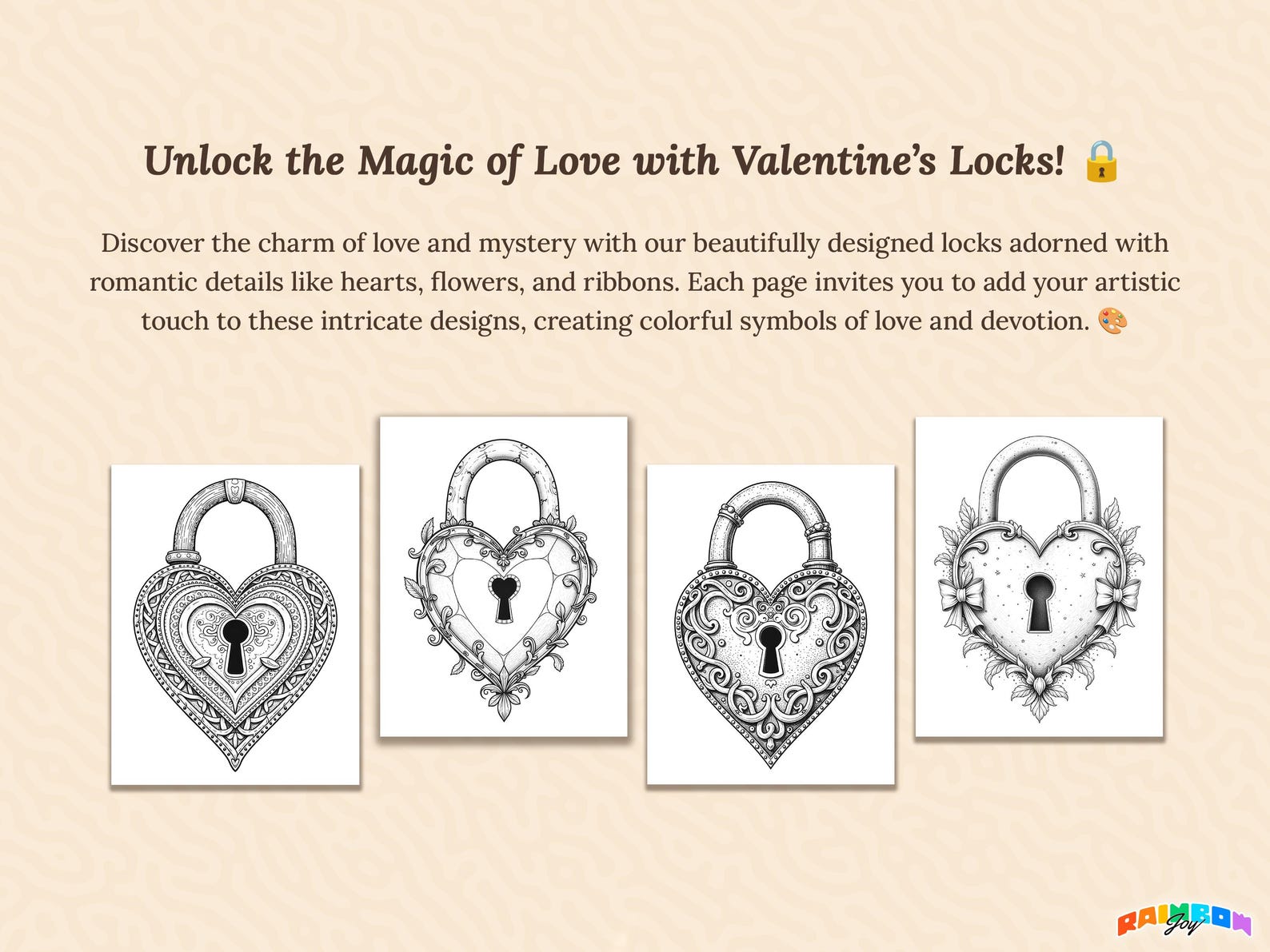 40 Valentines Day Locks: Coloring Book, Romantic Love Lock Pages ...