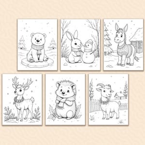 32 Christmas Animals: Coloring Book, Cute Festive Coloring Pages ...