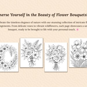 68 Flower Bouquets: Coloring Book, Elegant Floral Coloring Pages ...