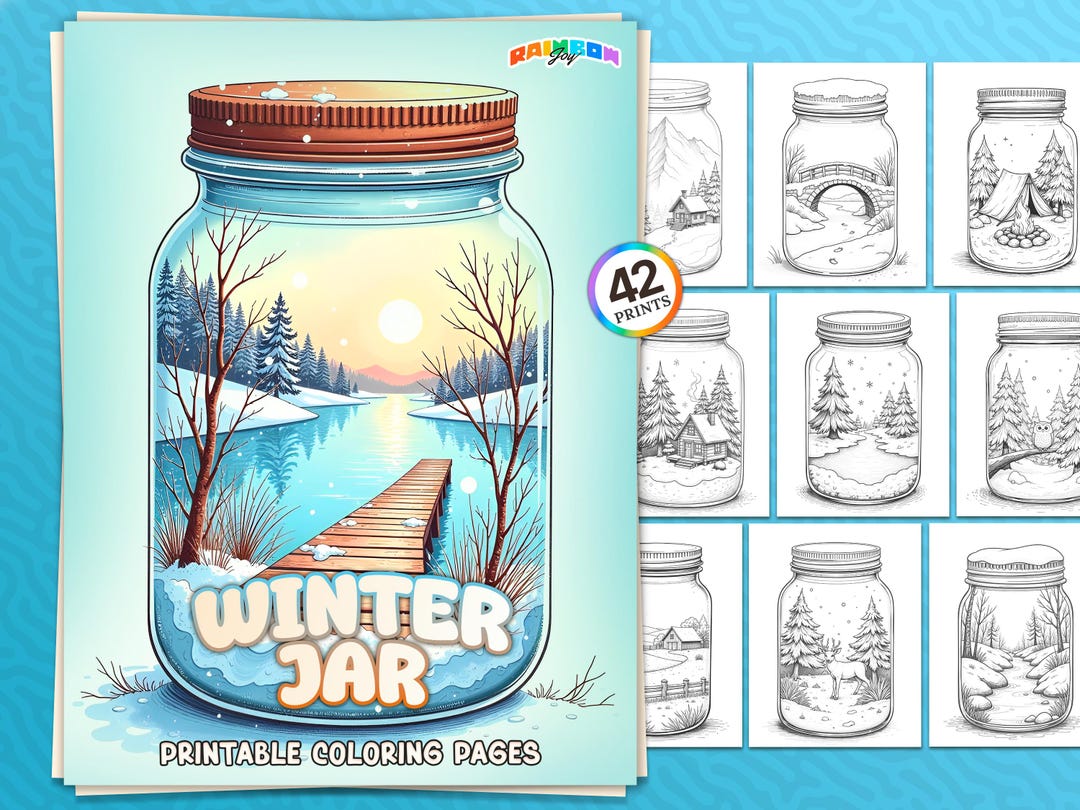 42 Winter Jar: Coloring Book, Cozy Winter-themed Coloring Pages ...