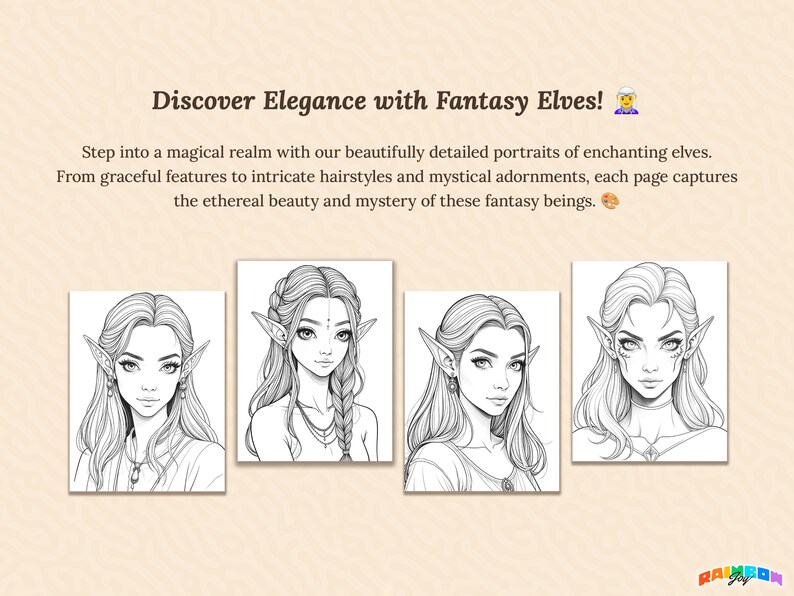 27 Fantasy Elves: Coloring Book, Magical Elf Characters for Adults and ...
