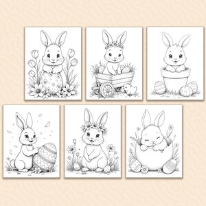 34 Easter Bunny: Coloring Book Cute Bunny Holiday Easter Pages ...