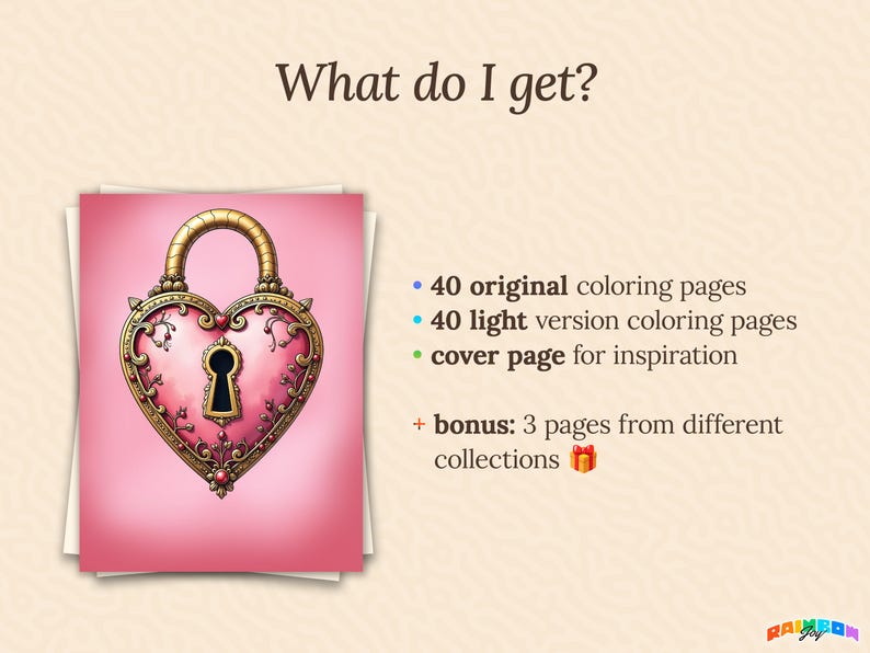 40 Valentines Day Locks: Coloring Book, Romantic Love Lock Pages ...