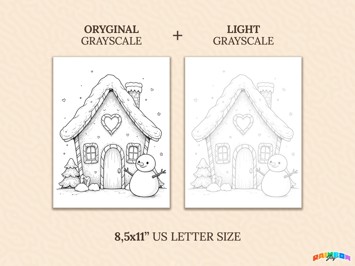 40 Gingerbread House: Coloring Book, Cute Christmas Coloring Pages ...