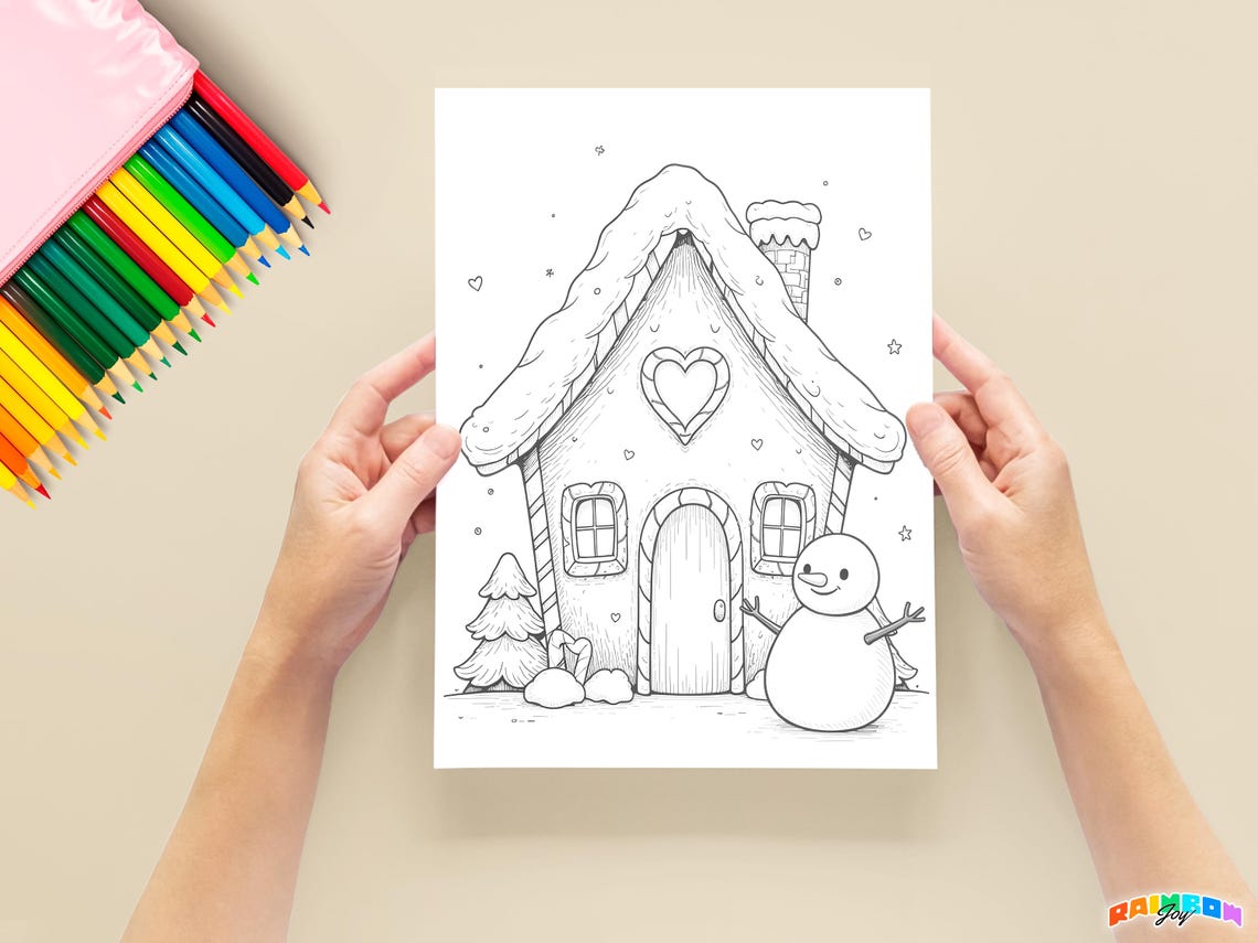 40 Gingerbread House: Coloring Book, Cute Christmas Coloring Pages ...