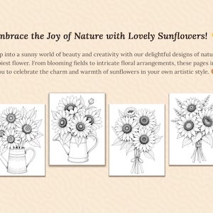 58 Lovely Sunflowers: Coloring Book, Sunflower Coloring Pages ...