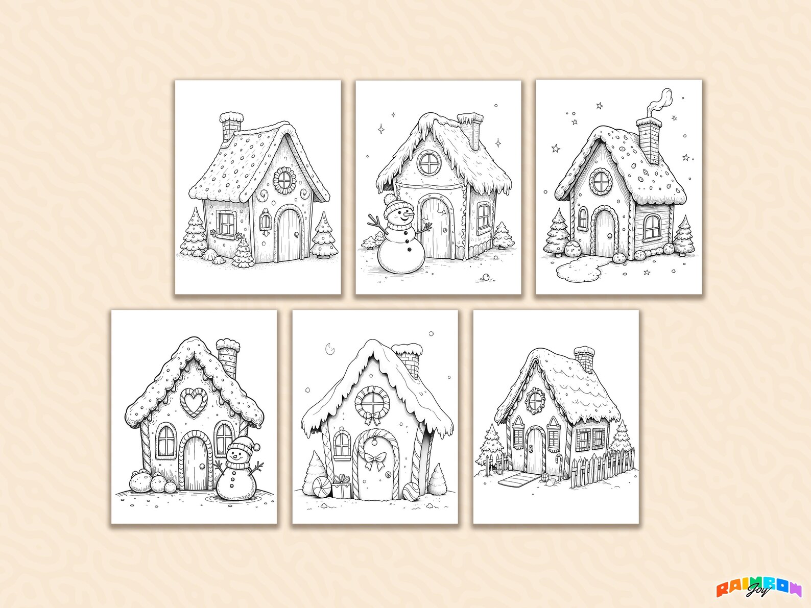 40 Gingerbread House: Coloring Book, Cute Christmas Coloring Pages ...