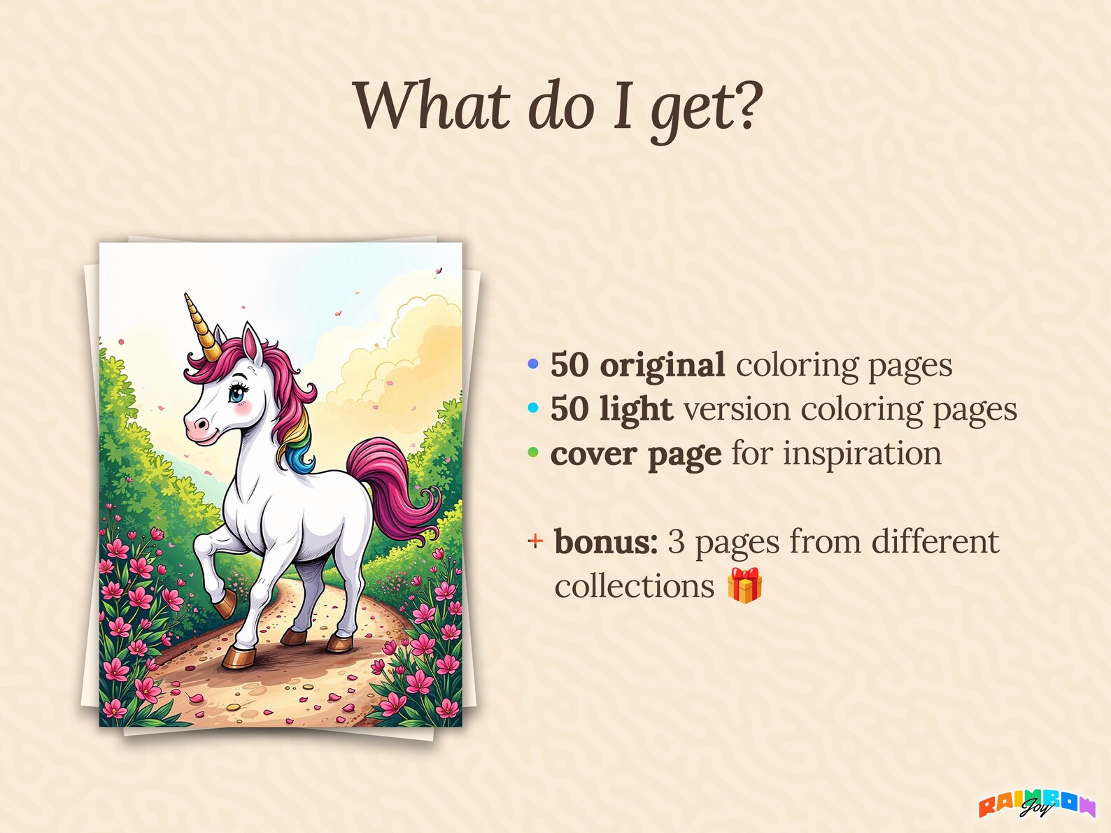 50 Magical Unicorns: Coloring Book, Fantasy Coloring Pages, Printable ...