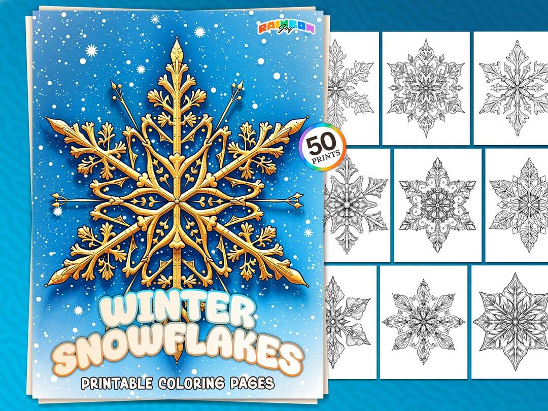 50 Winter Snowflakes: Coloring Book, Snowflake Coloring Pages for ...