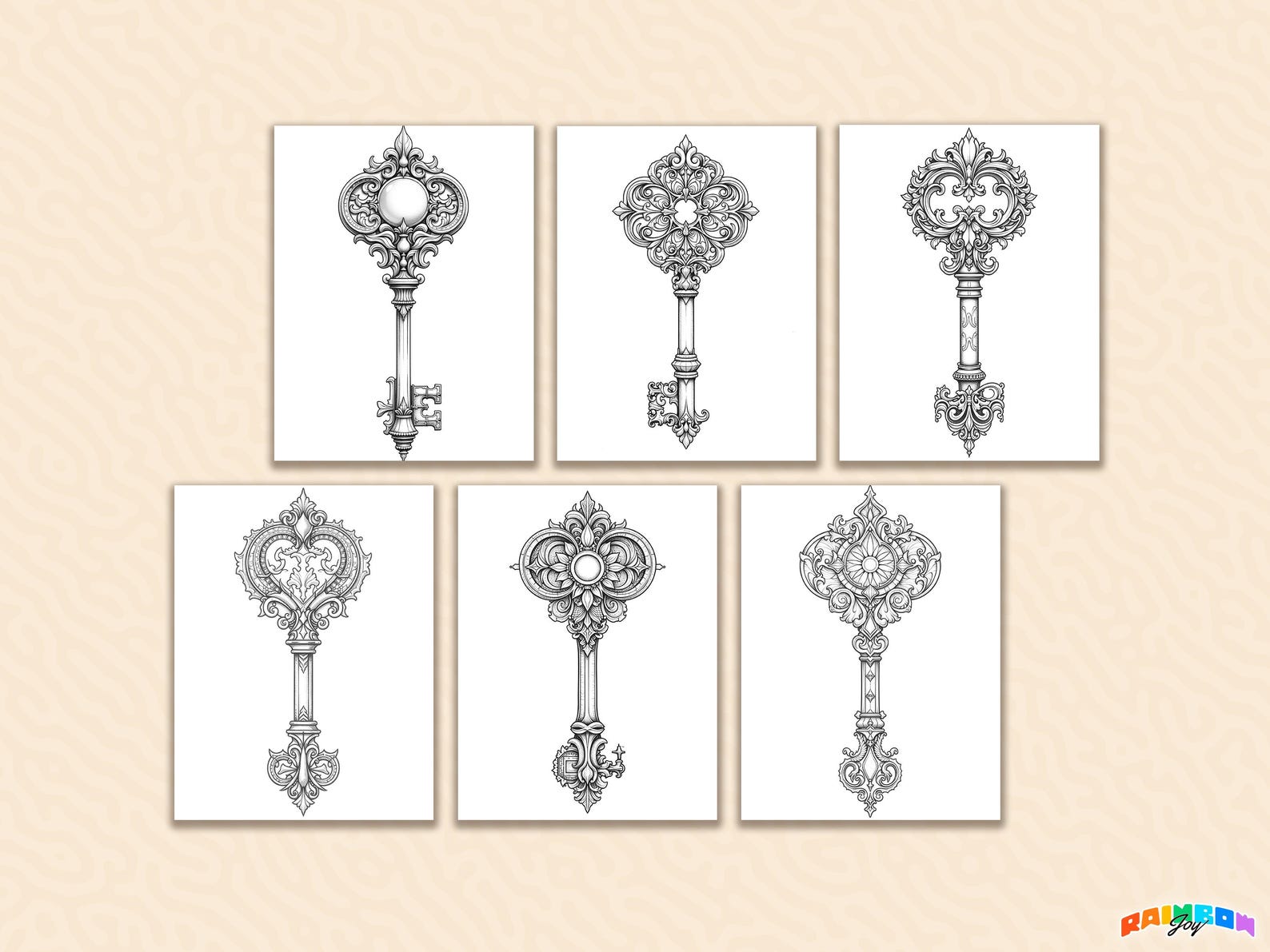 70 Fantasy Keys: Coloring Book, Magical Coloring Pages, Printable PDF ...