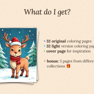 32 Christmas Animals: Coloring Book, Cute Festive Coloring Pages ...