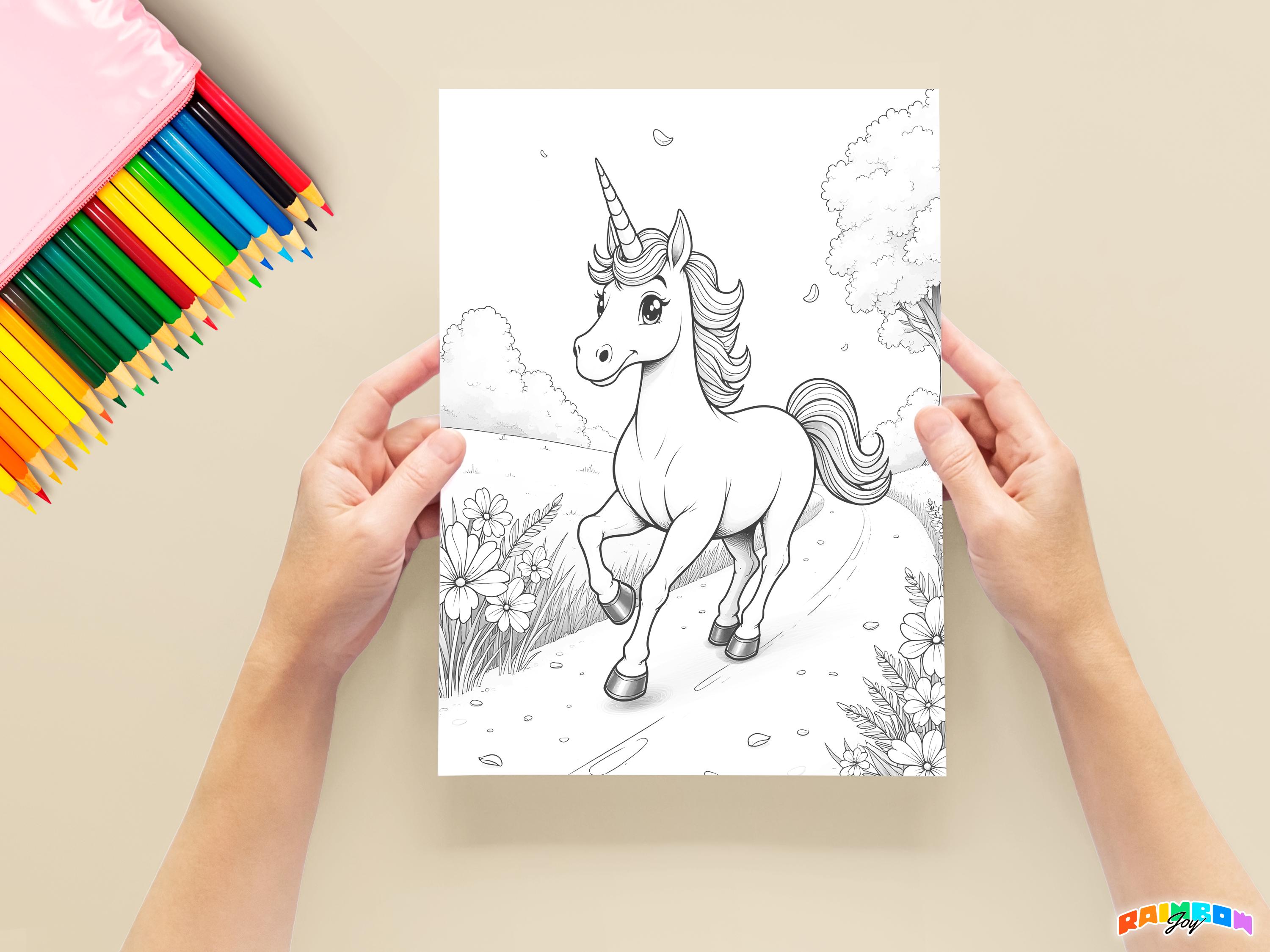 50 Magical Unicorns: Coloring Book, Fantasy Coloring Pages, Printable ...