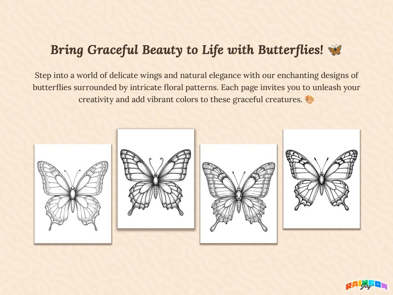 57 Butterflies: Coloring Book, Mindfulness Butterfly Coloring Pages ...