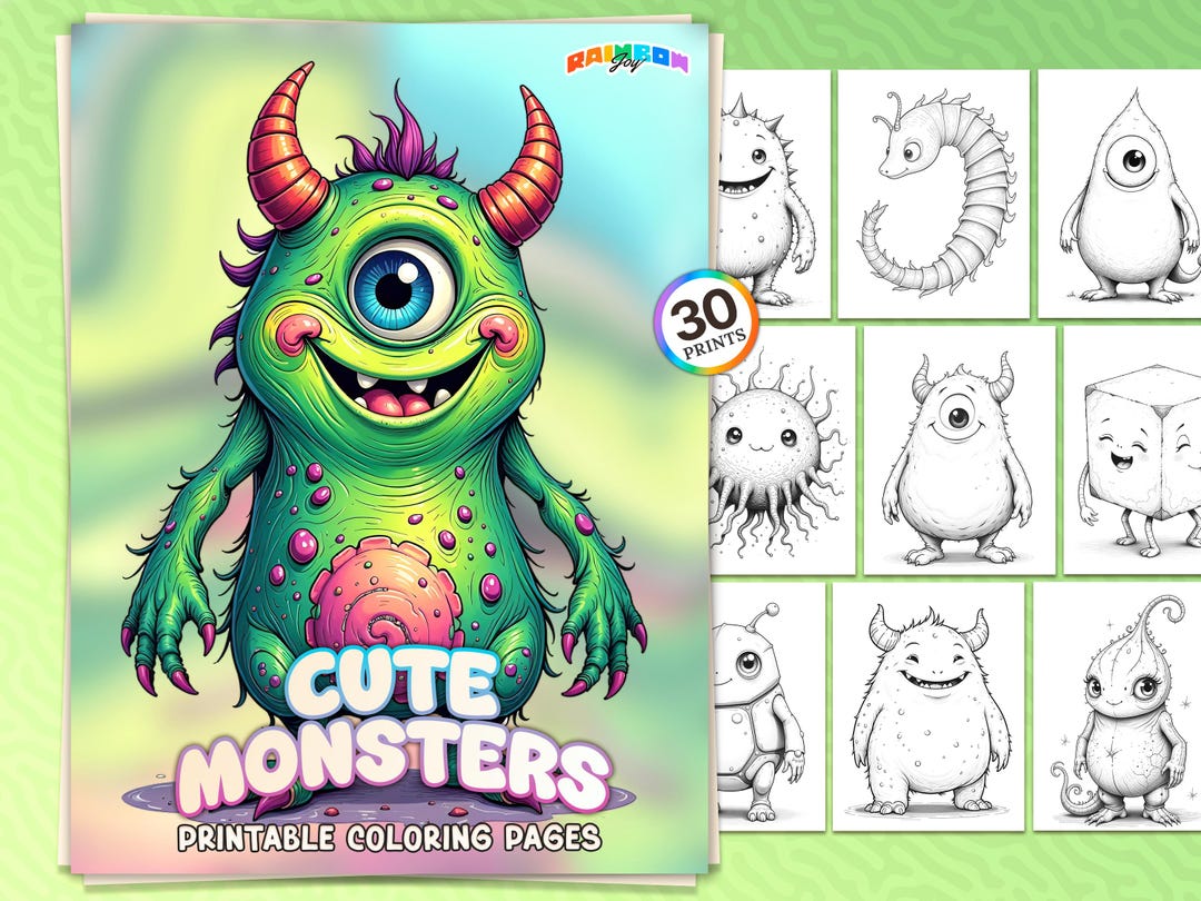 30 Cute Monsters Coloring Book: Adorable Creature Coloring Pages for ...