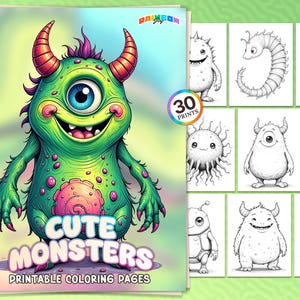 30 Cute Monsters Coloring Book: Adorable Creature Coloring Pages for ...