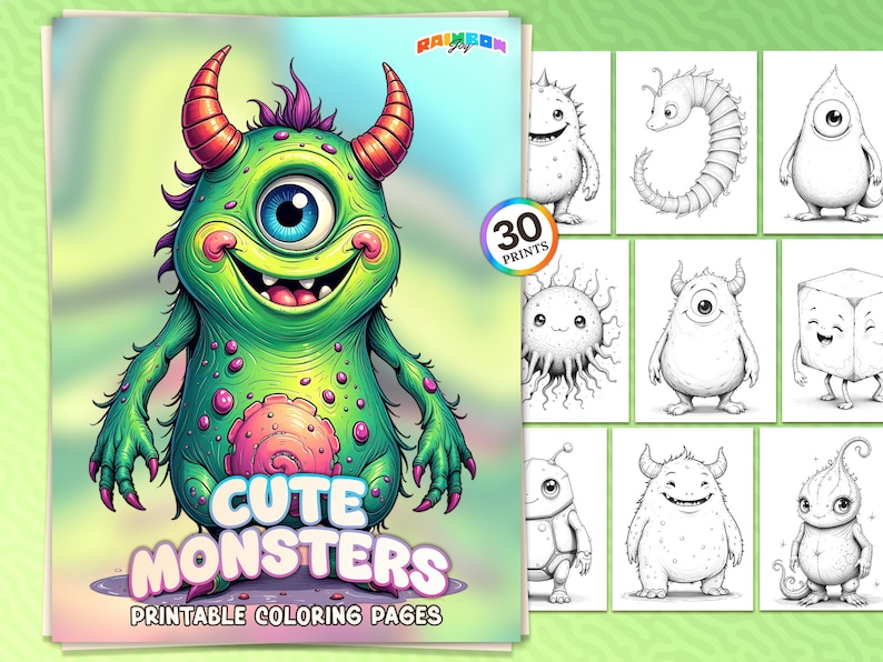 30 Cute Monsters Coloring Book: Adorable Creature Coloring Pages for ...
