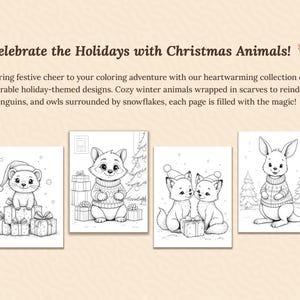 32 Christmas Animals: Coloring Book, Cute Festive Coloring Pages ...