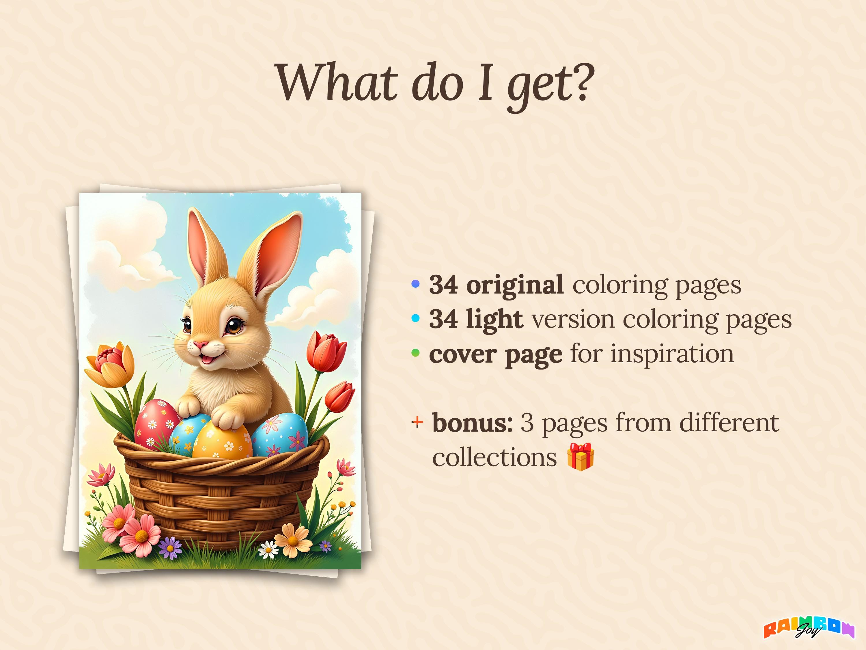 34 Easter Bunny: Coloring Book Cute Bunny Holiday Easter Pages ...