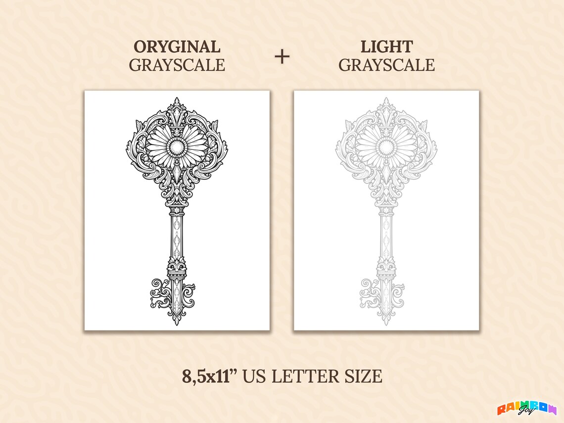 70 Fantasy Keys: Coloring Book, Magical Coloring Pages, Printable PDF ...