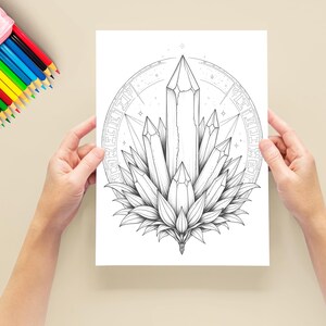 50 Fantasy Crystals: Coloring Book, Magical Stones, Minerals Coloring ...