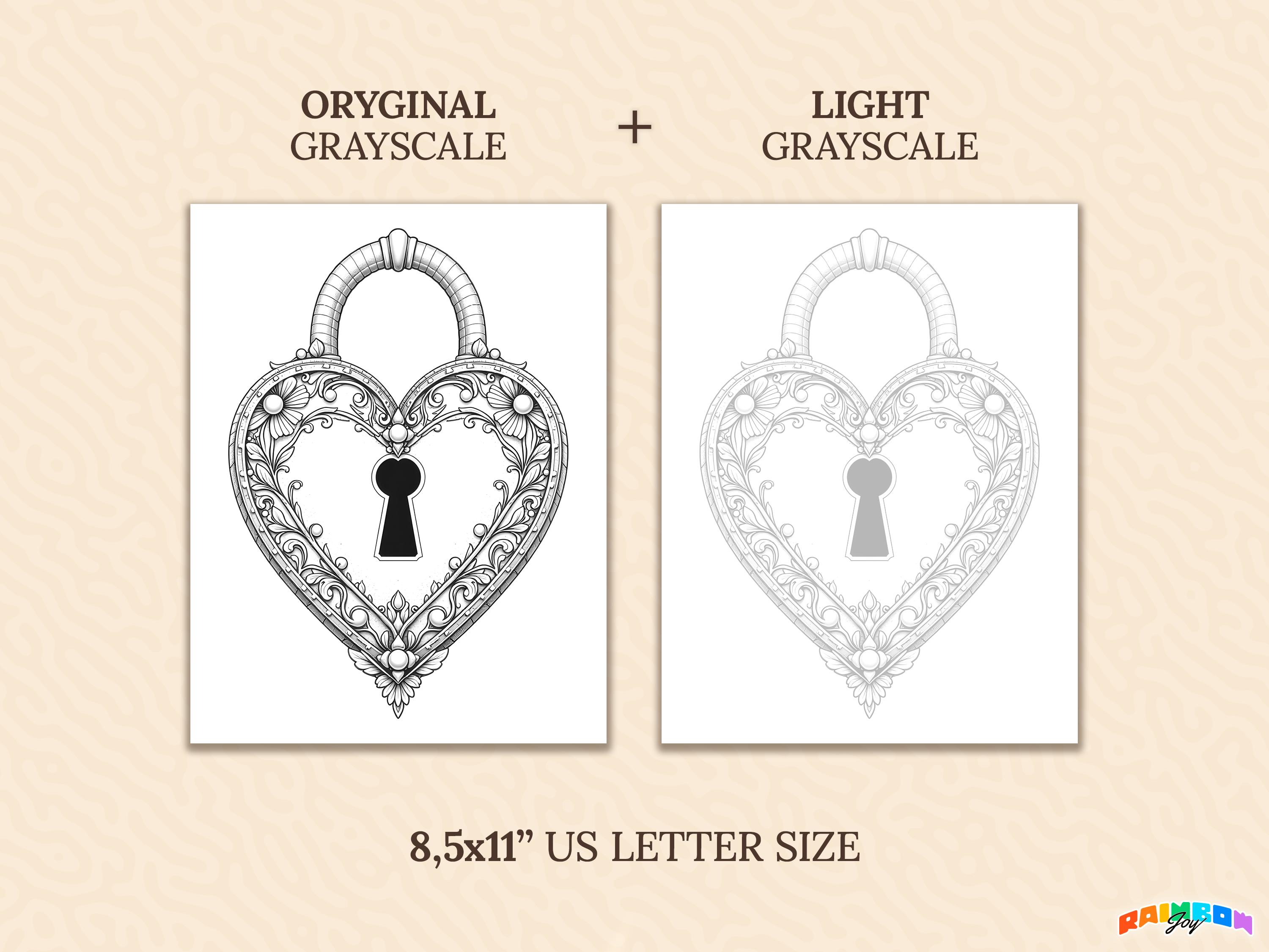 40 Valentines Day Locks: Coloring Book, Romantic Love Lock Pages ...