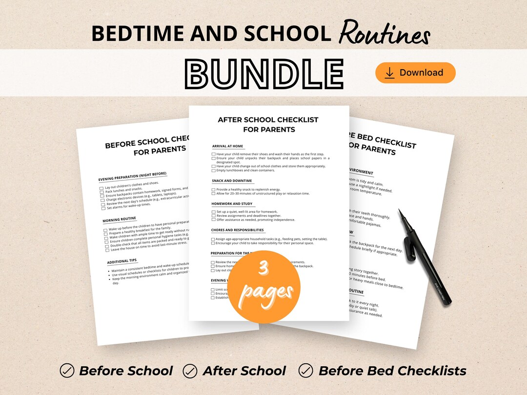 Before After School Checklists, Bedtime Routine Printable, Morning ...