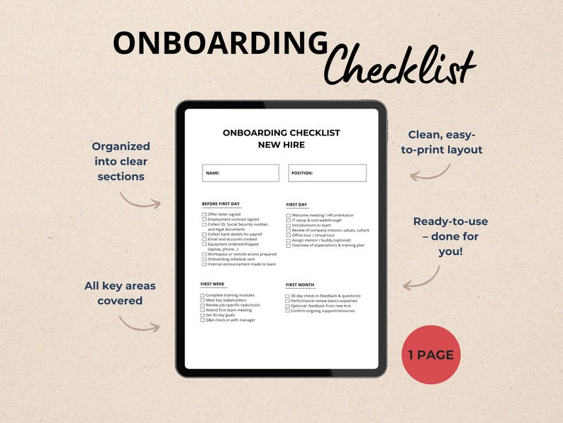 Onboarding Checklist, New Hire Plan, New Employee Welcome, Process ...