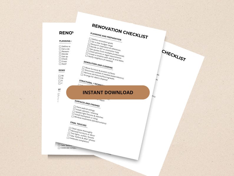 Renovation Checklist, Remodel Template, DIY Home Plan, House Renovation ...