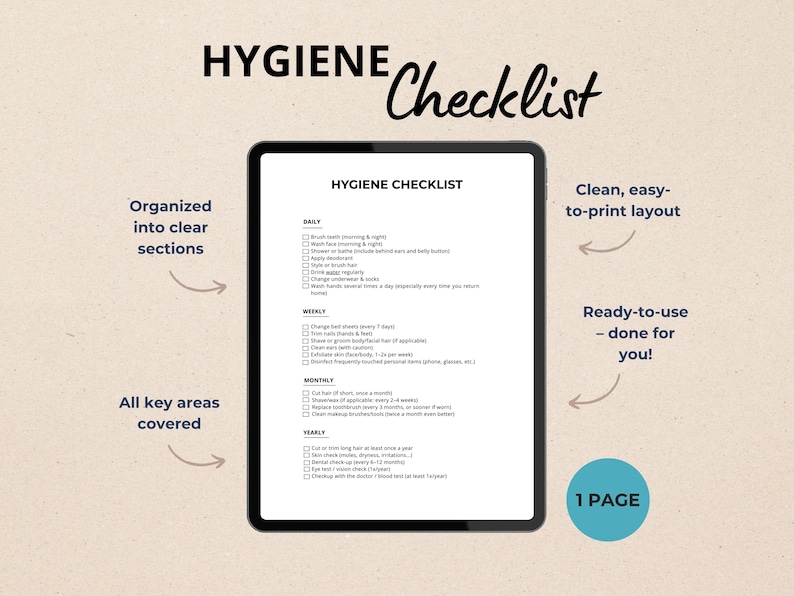 Hygiene Checklist, Personal Tracker, Ordinary Skincare, Hand ...