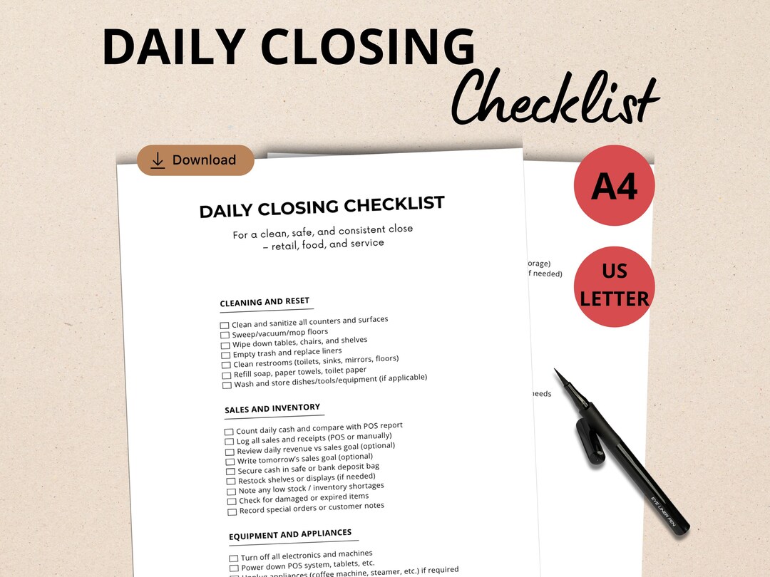 Buy Closing Checklist, Retail Business Guide, Seller Closing Shop, End ...