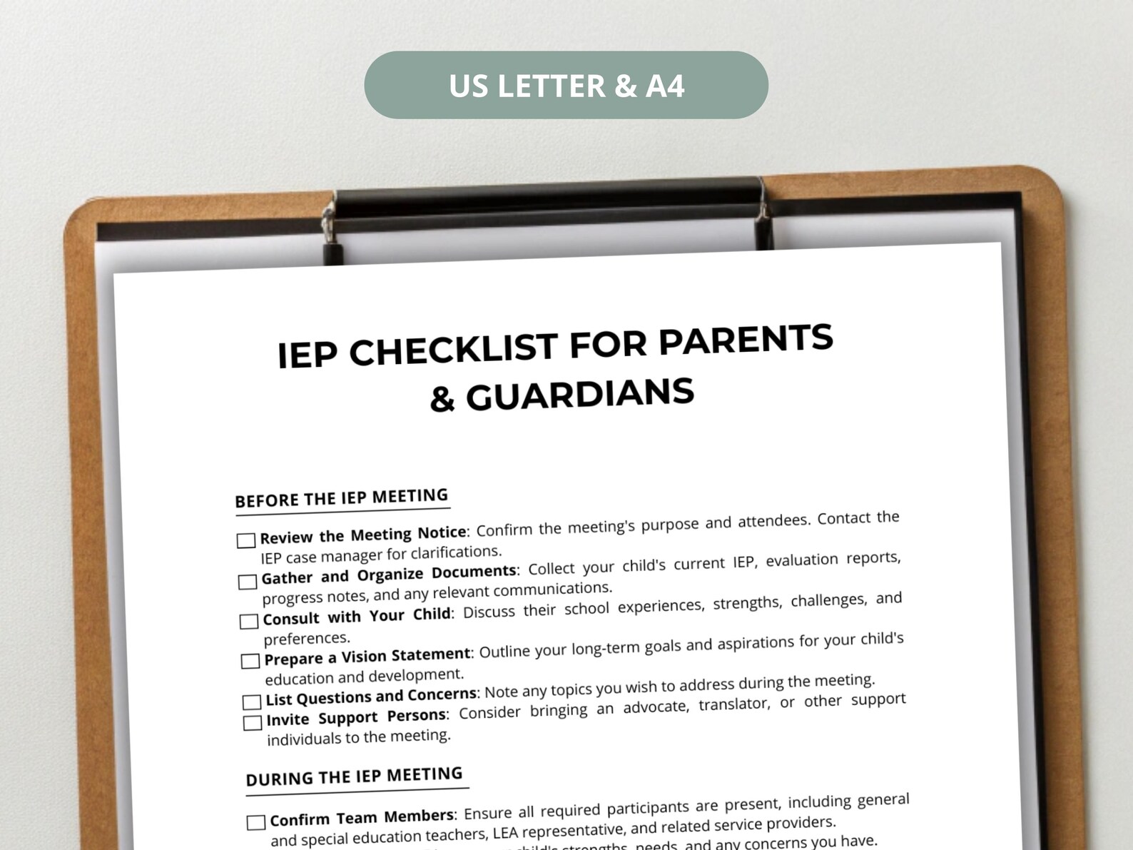 IEP Checklist, Meeting Notes Template, Goal Tracking Sheet, Learning ...