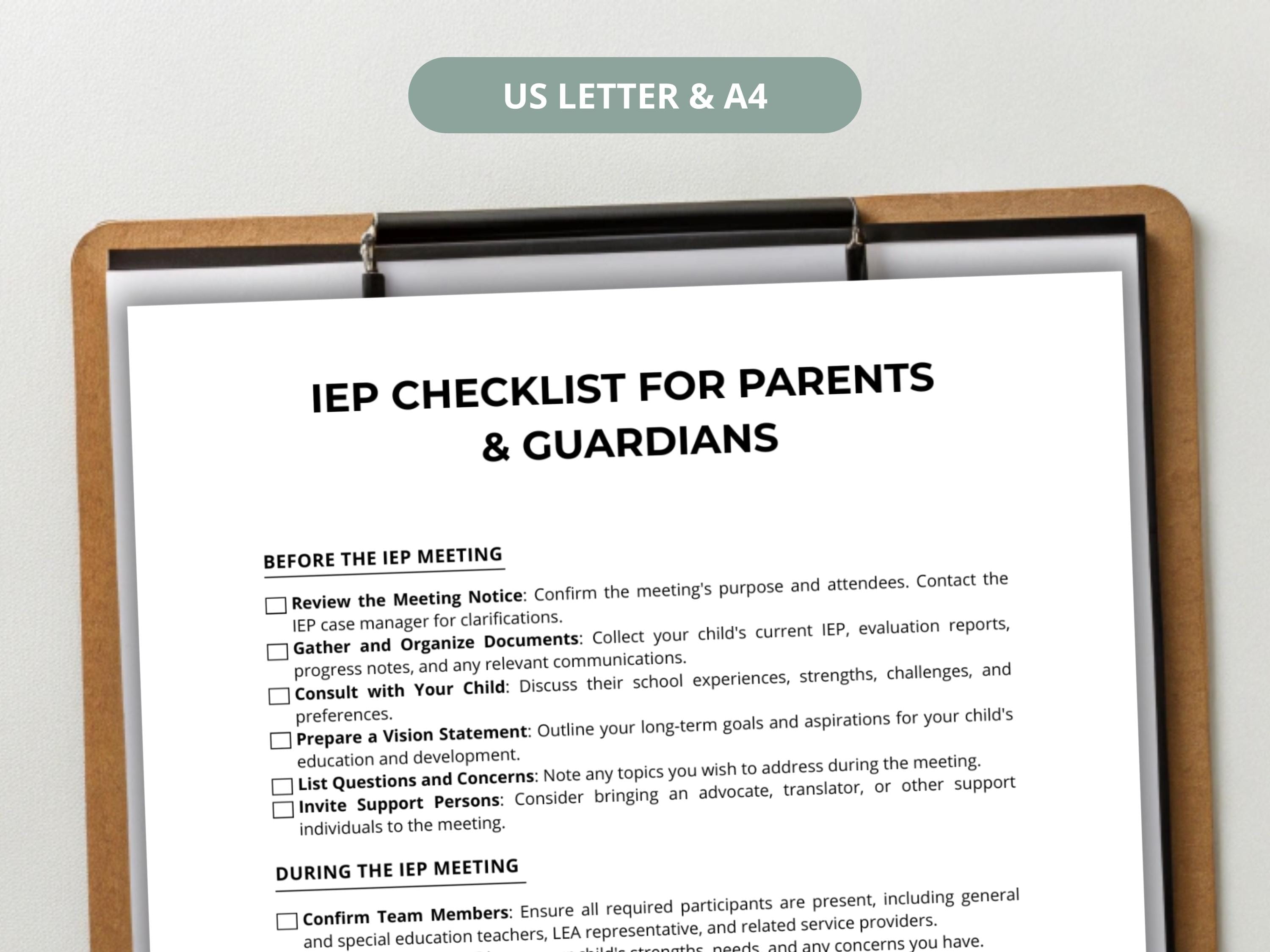 IEP Checklist, Meeting Notes Template, Goal Tracking Sheet, Learning ...