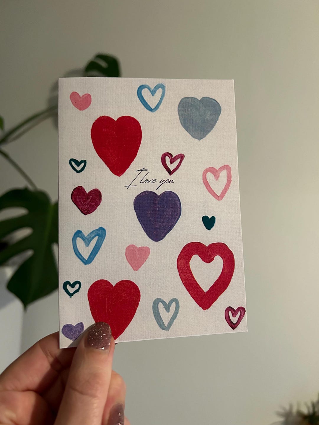 Printable Card / Printable Greeting Card / Hearts / I Love You ...