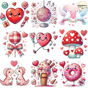 20 Watercolor Retro Valentines Clipart, Vintage Valentines Png Bundle ...