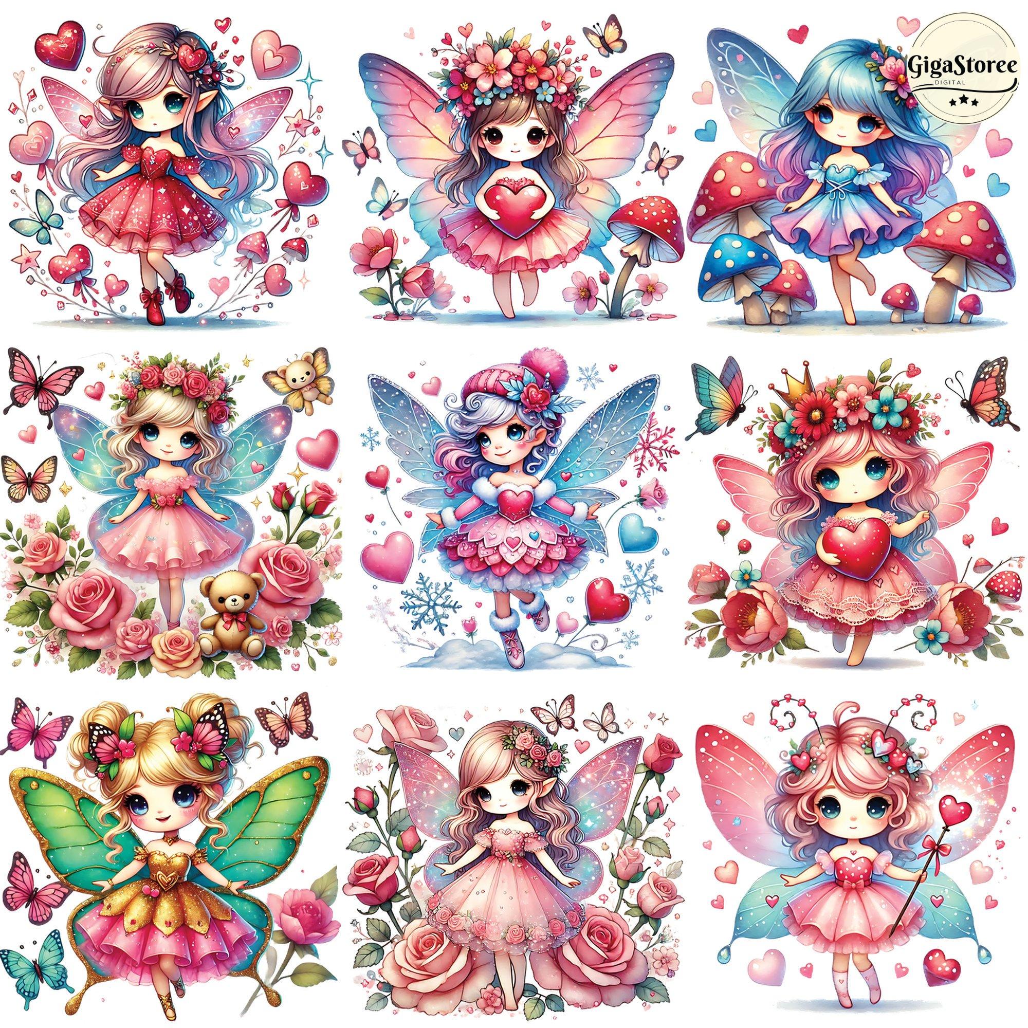 20 Watercolor Valentines Fairy Clipart, Valentines Fairy Png Bundle ...