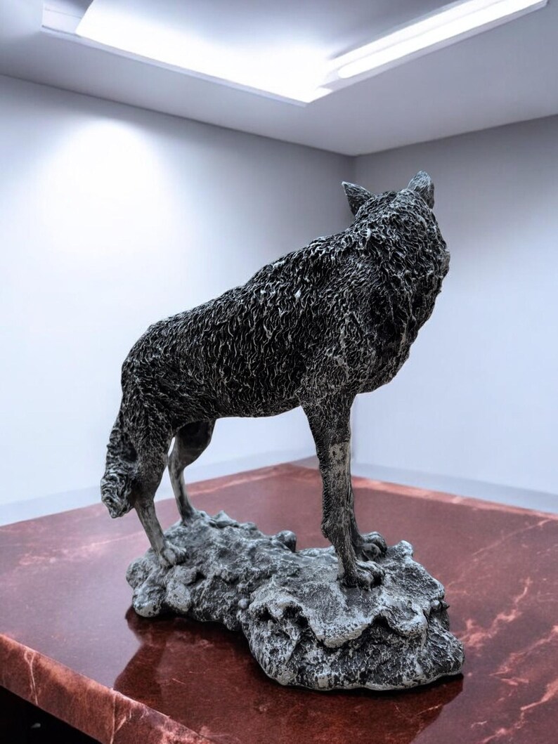 Wolf Statue - Handmade Wolf Sculpture – Nature-inspired Wildlife Decor ...