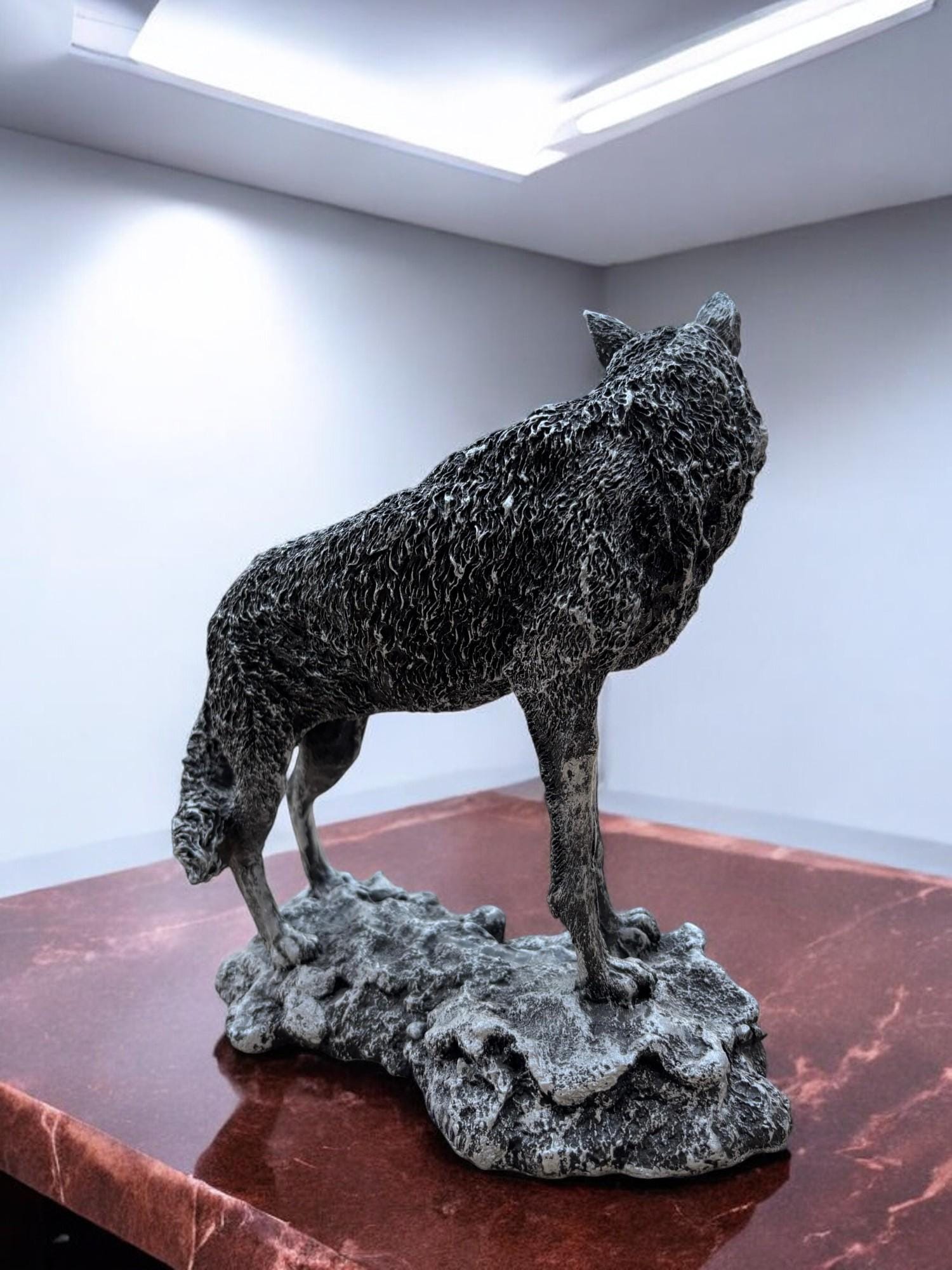 Wolf Statue - Handmade Wolf Sculpture – Nature-inspired Wildlife Decor ...