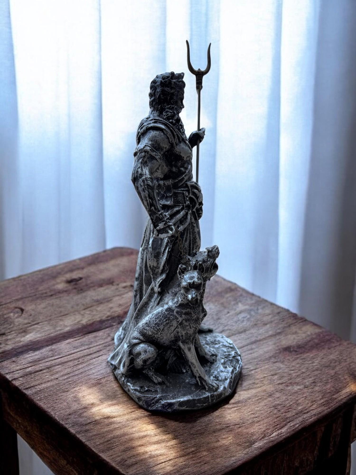 Hades and Cerberus Statue – Greek Mythology God Statue, Silver-finish ...