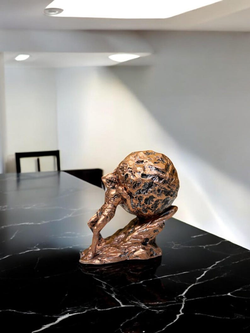 Sisyphus Statue – Greek Mythology Decor | Bronze Textured Art Piece ...