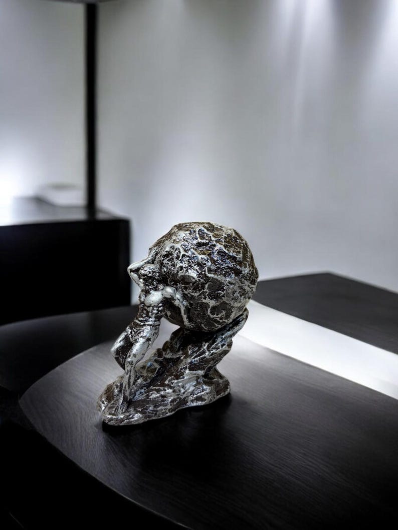 Sisyphus Statue – Greek Mythology Decor | Bronze Textured Art Piece ...