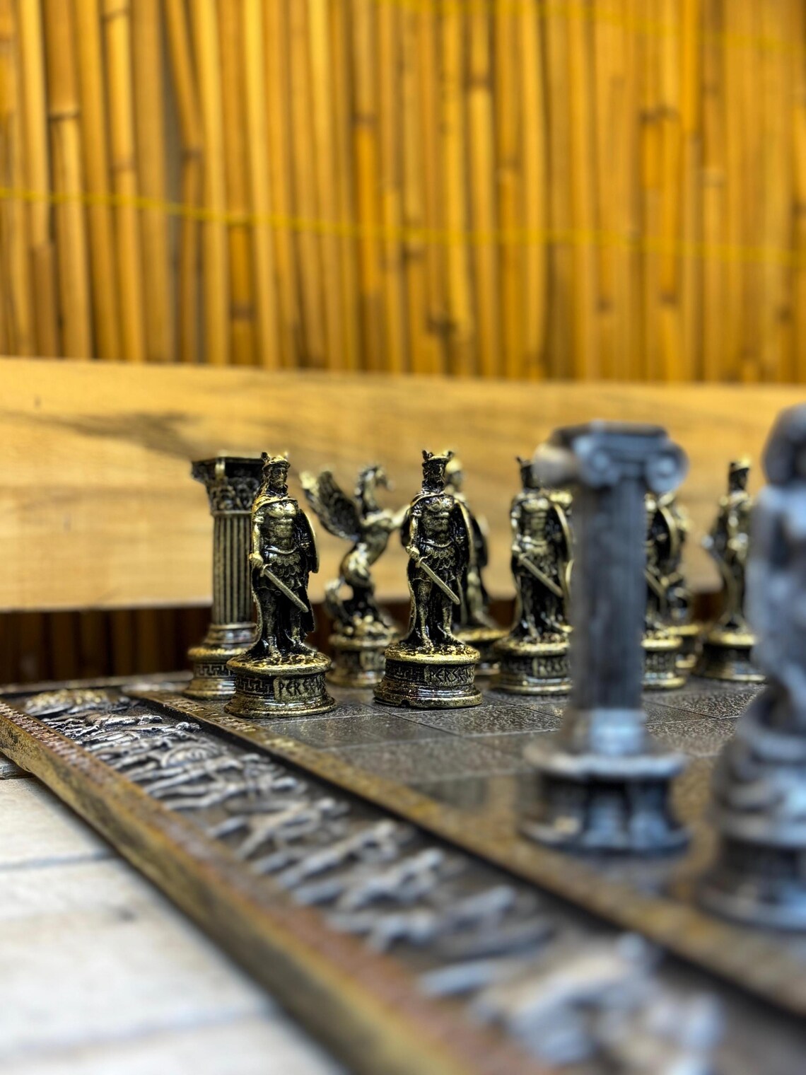 Chess Set - Ancient Greek Chess Board - Gold & Silver Chess Pieces ...