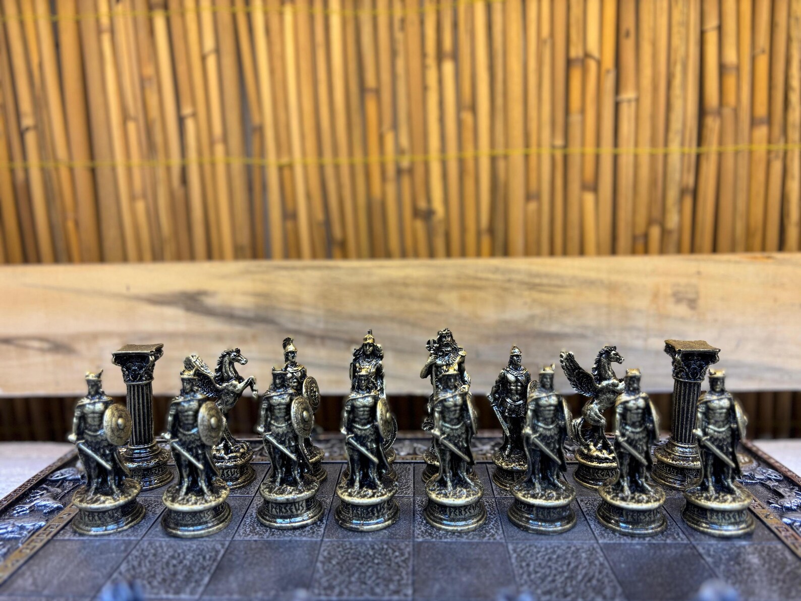 Chess Set - Ancient Greek Chess Board - Gold & Silver Chess Pieces ...